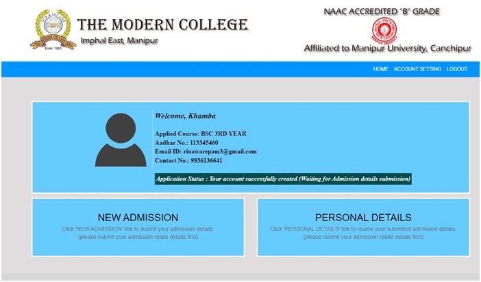 Modern College- Create Account